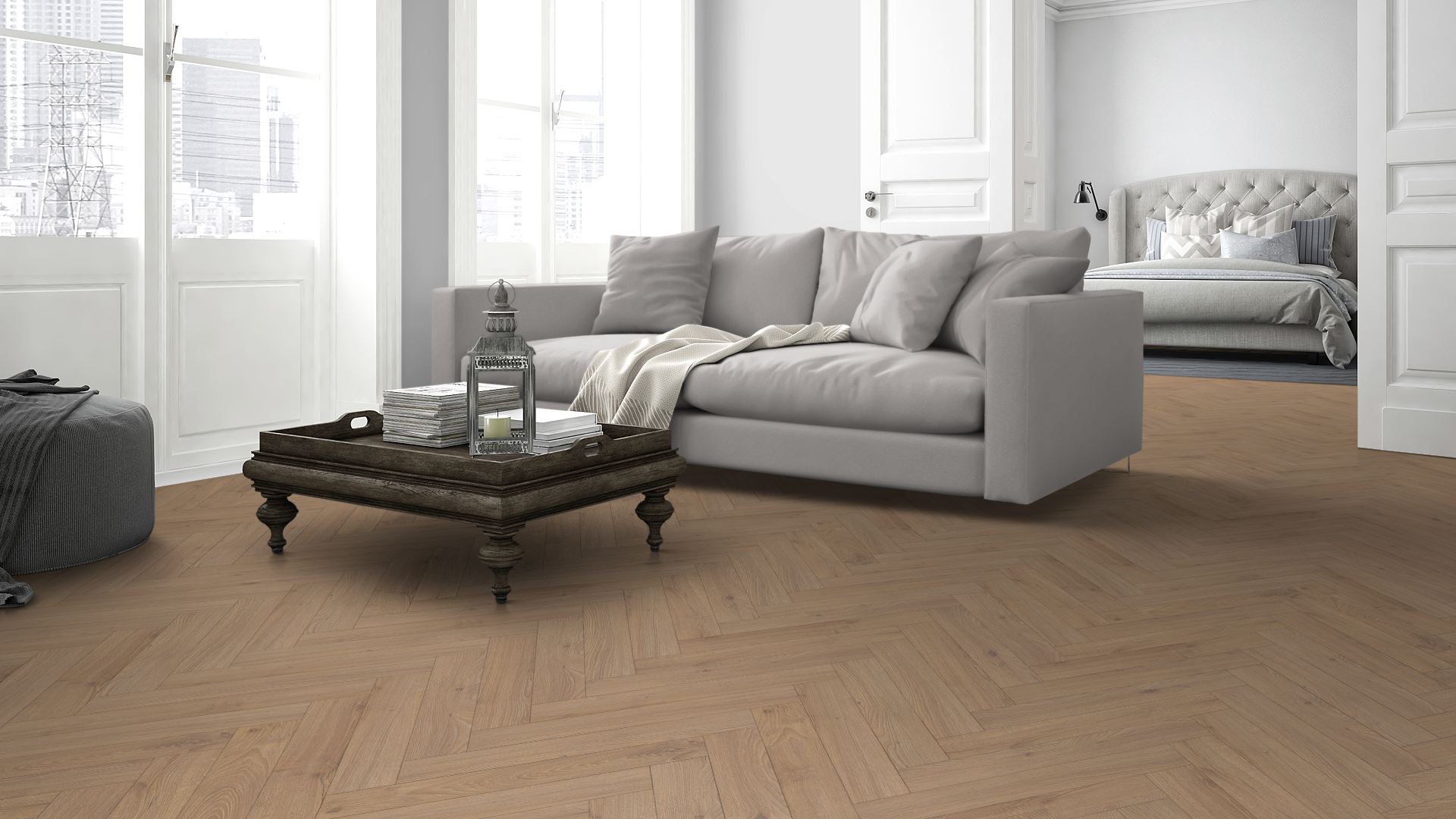 Lignum Fusion Premium Oregon Oak Herringbone - Wood Innovations