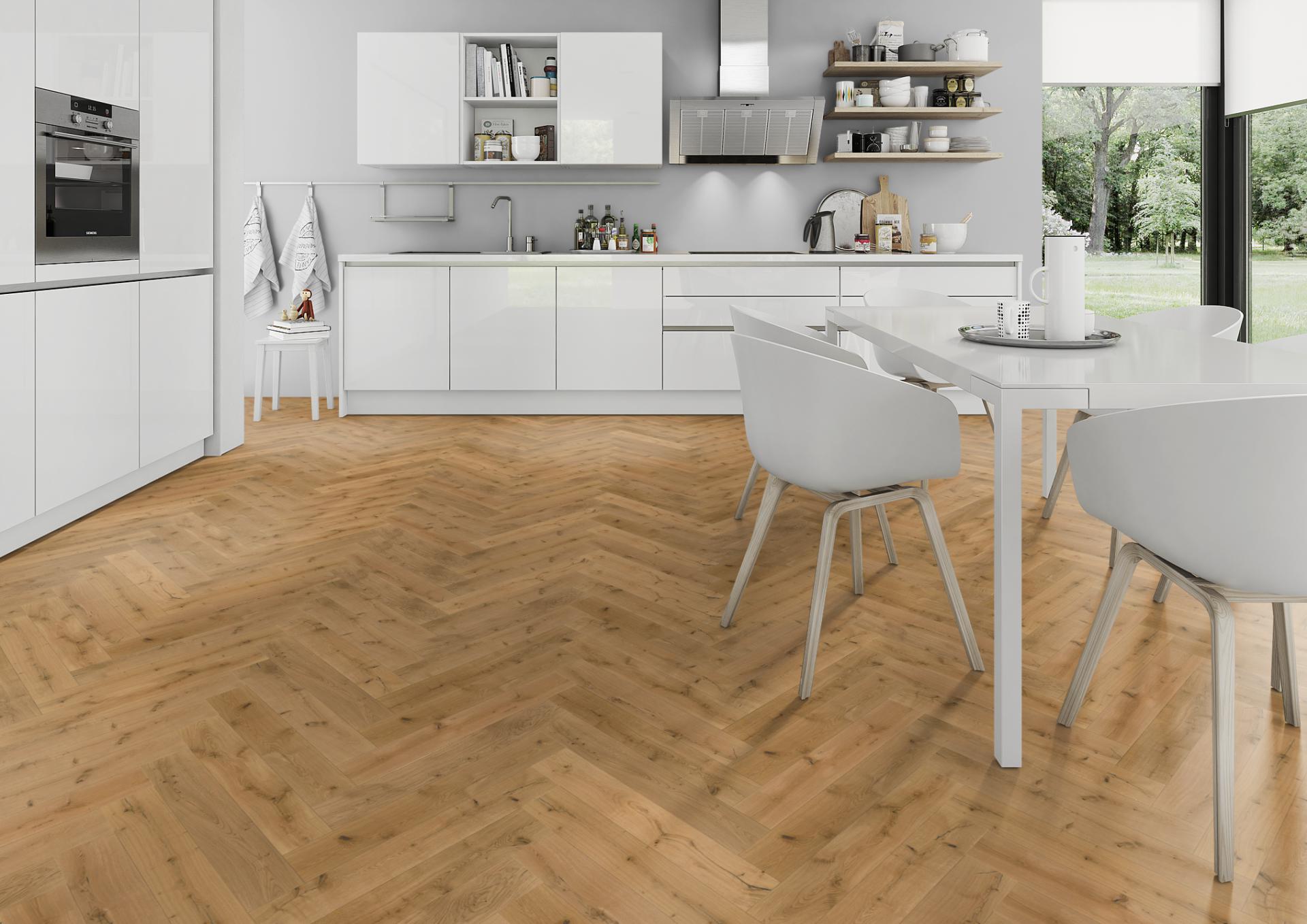 Sienna Rustic Brushed Oak Herringbone - Wood Innovations